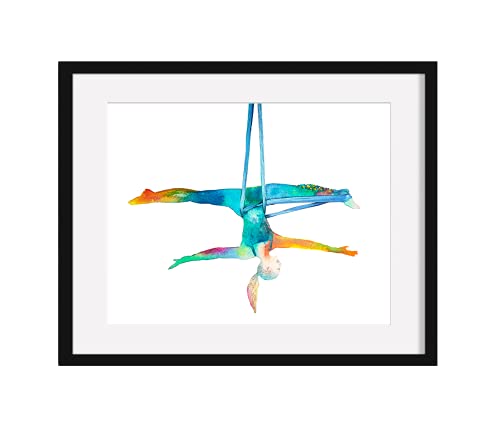 "Inverted splits" - aerial silks yoga art print. - AerialFitness