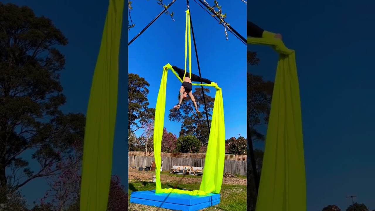 Aerial silks - double footlock, spin to sit, cross back straddle to ...