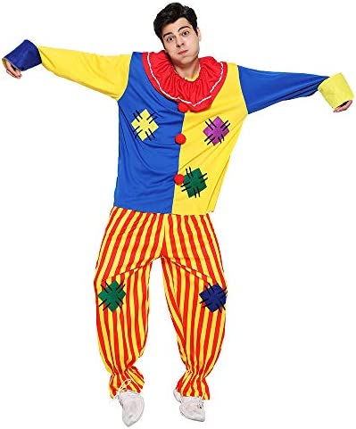 EraSpooky Adult Circus Clown Costume Colorful Suit Halloween Party ...