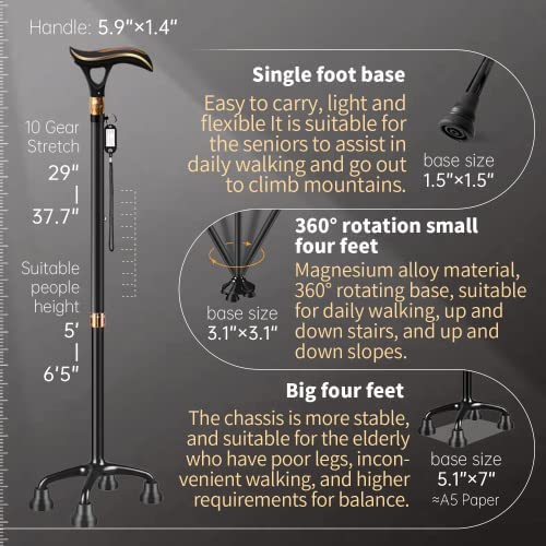 ispuoocti Smart Alarm Walking Cane for Men & Women, Telescopic and Adjustable Walking Sticks for ...
