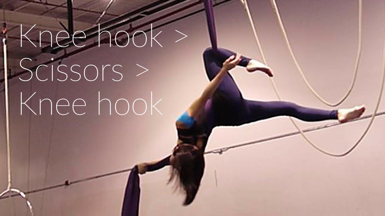 Knee hook to scissors transition | Aerial Silks | Aerial Arts ...